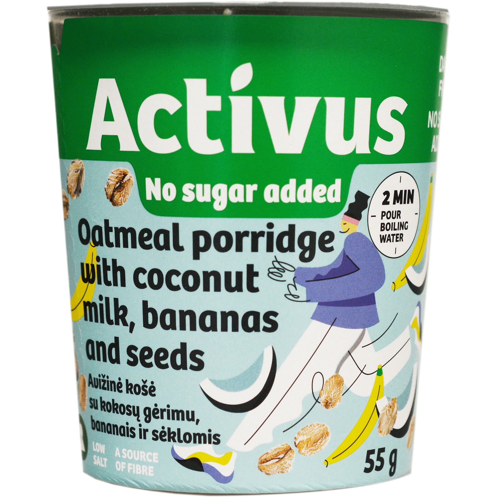 Activus | Porridge instant cu lapte de cocos, banane si seminte 55g ...