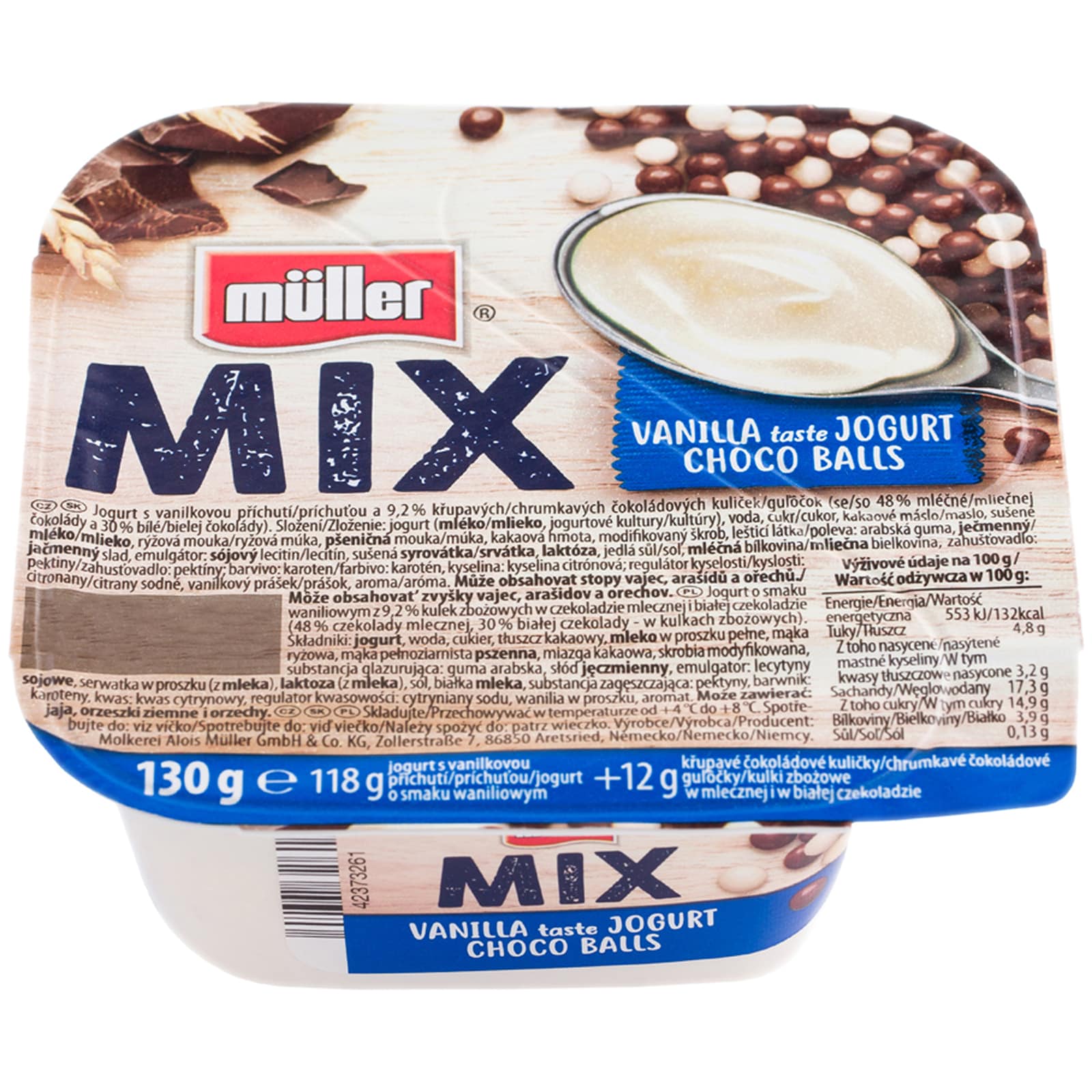 Muller | Mix | Iaurt cu bilute de ciocolata 130g | Mega-image