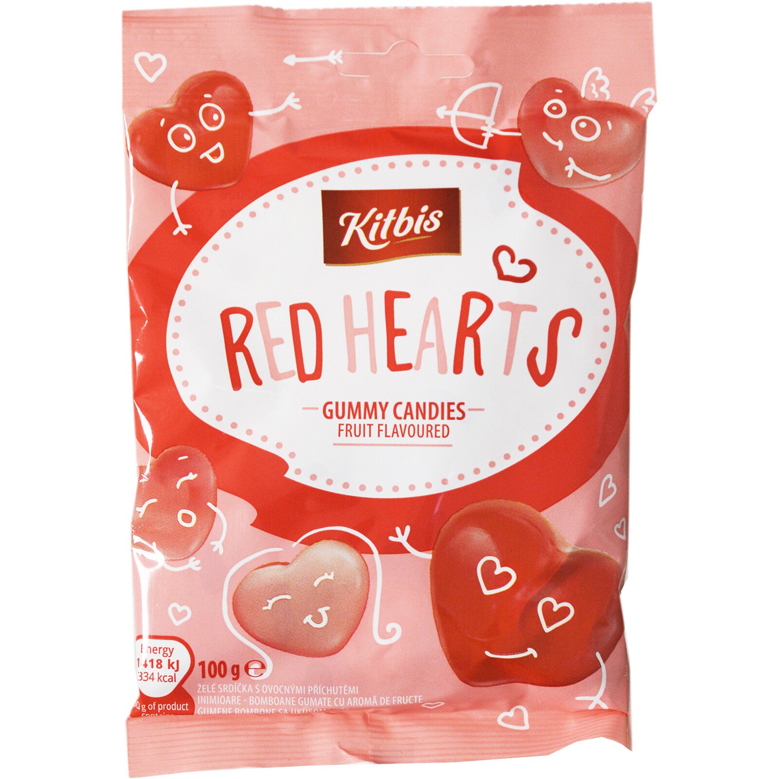 Kitbis | Bomboane gumate cu aroma fructe Red Hearts 100g | Mega-image