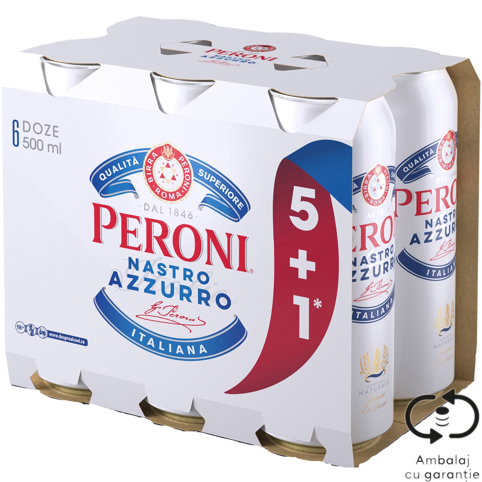 Peroni Nastro Azzurro | Bere blonda 5+1 x 0.5L | Mega-image