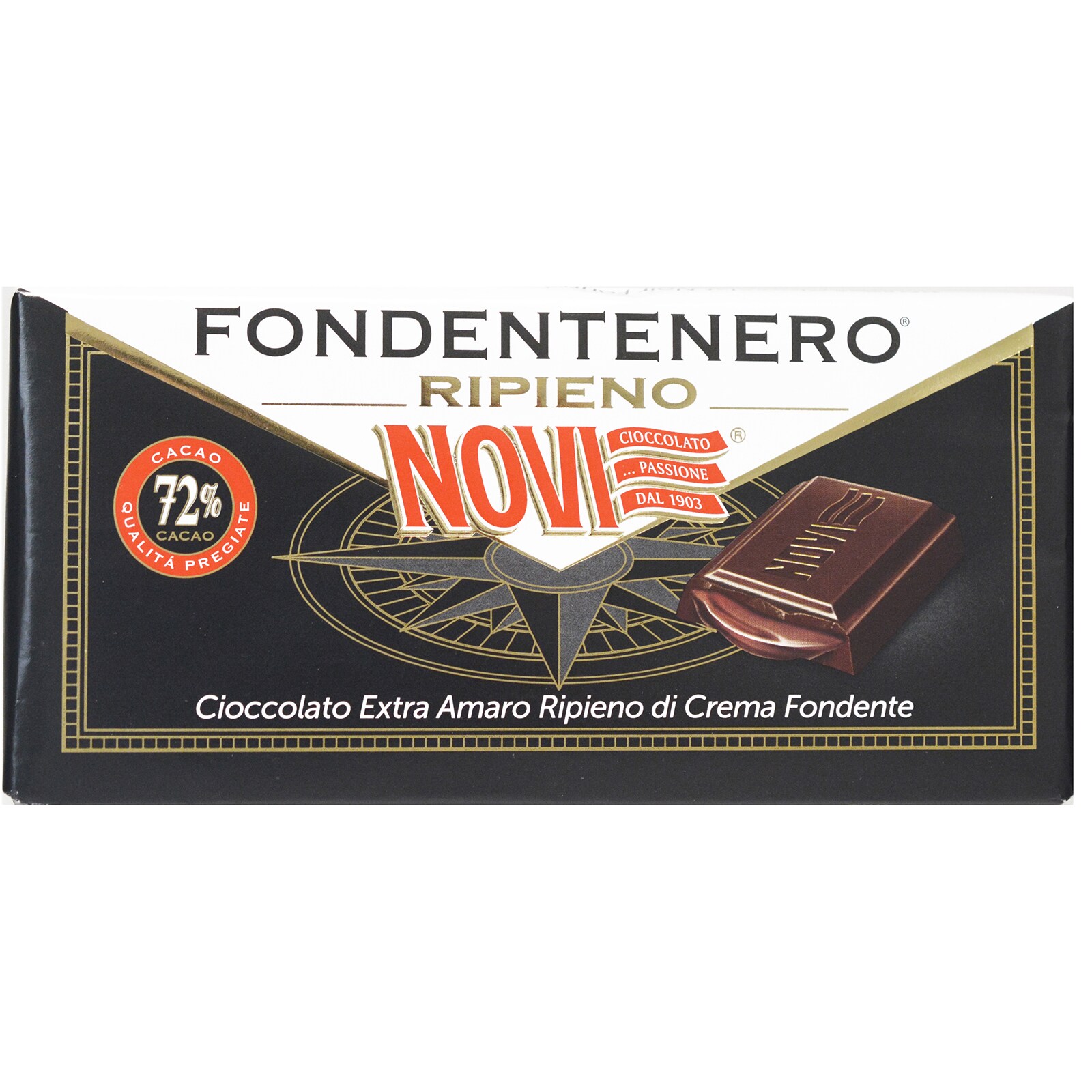 Novi | Ciocolata extra amara cu umplutura 72% cacao 105g | Mega-image