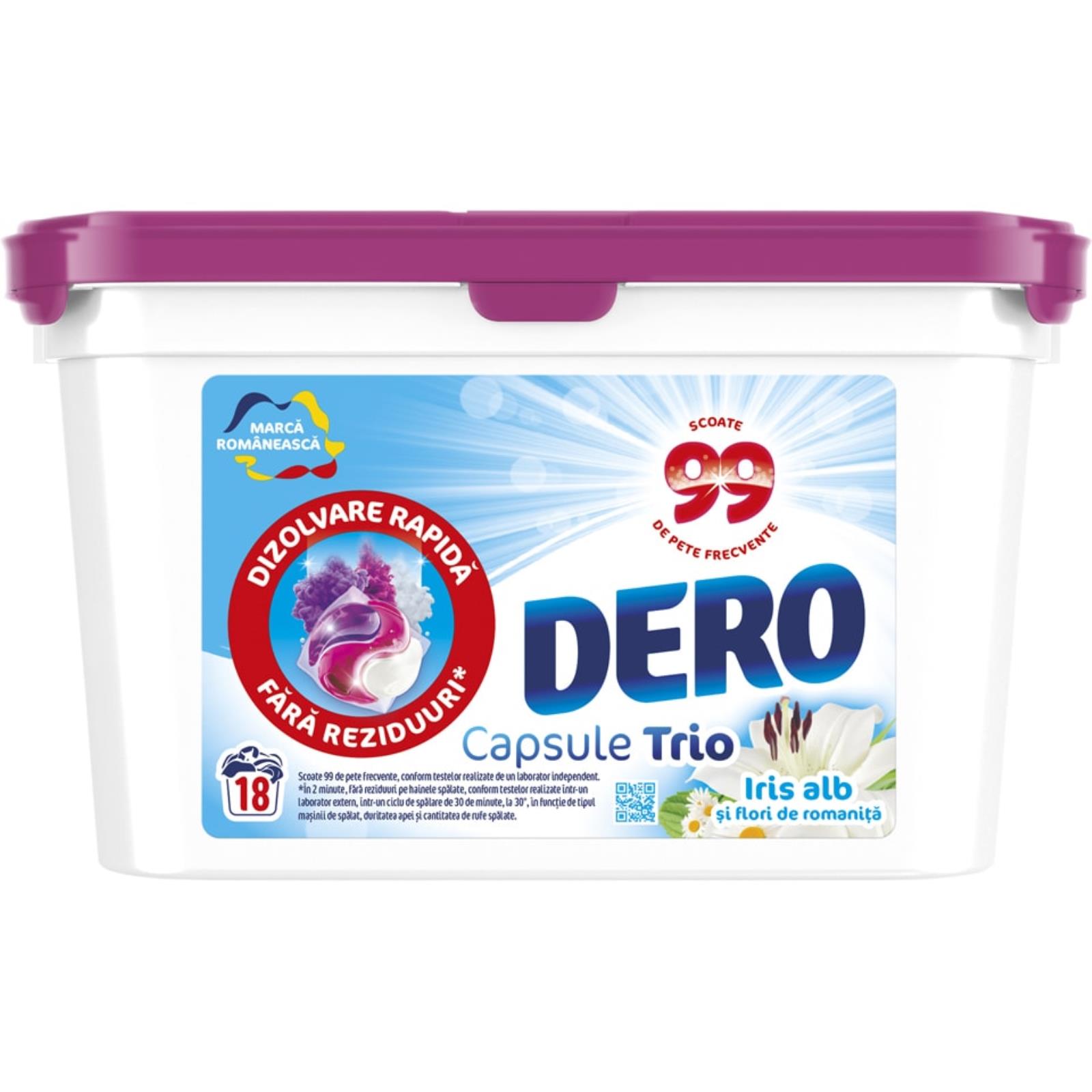 Dero | Detergent iris alb 18 Capsule Trio | Mega-image