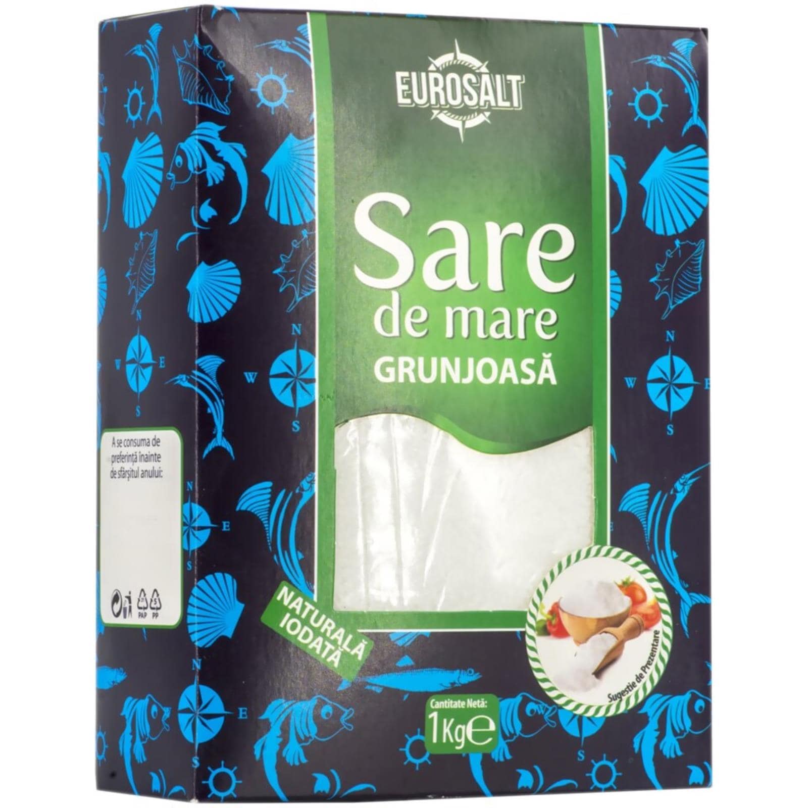 Eurosalt | Sare de mare grunjoasa naturala iodata 1kg | Mega-image