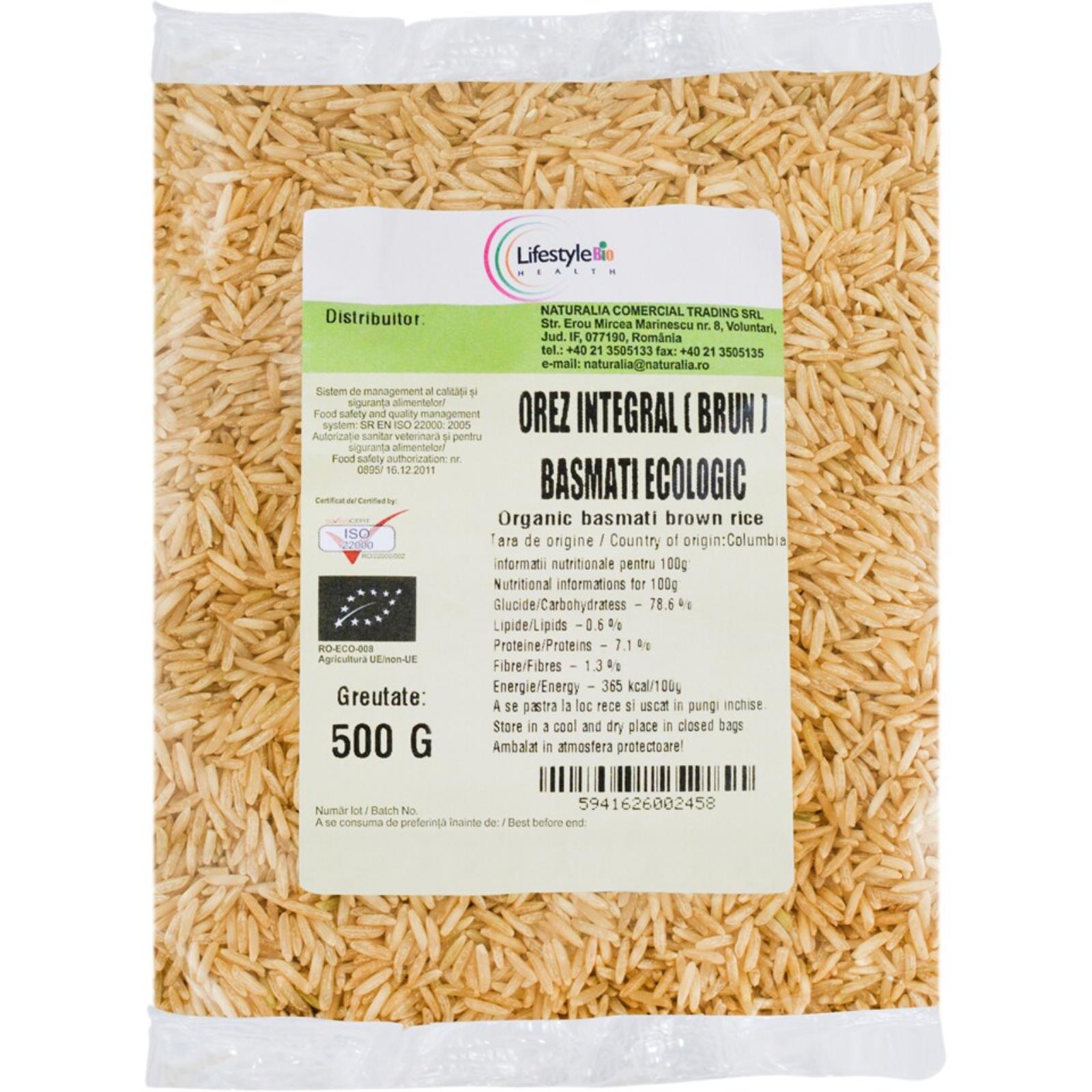 Naturalia | Orez integral brun basmati ecologic 500g | Mega-image