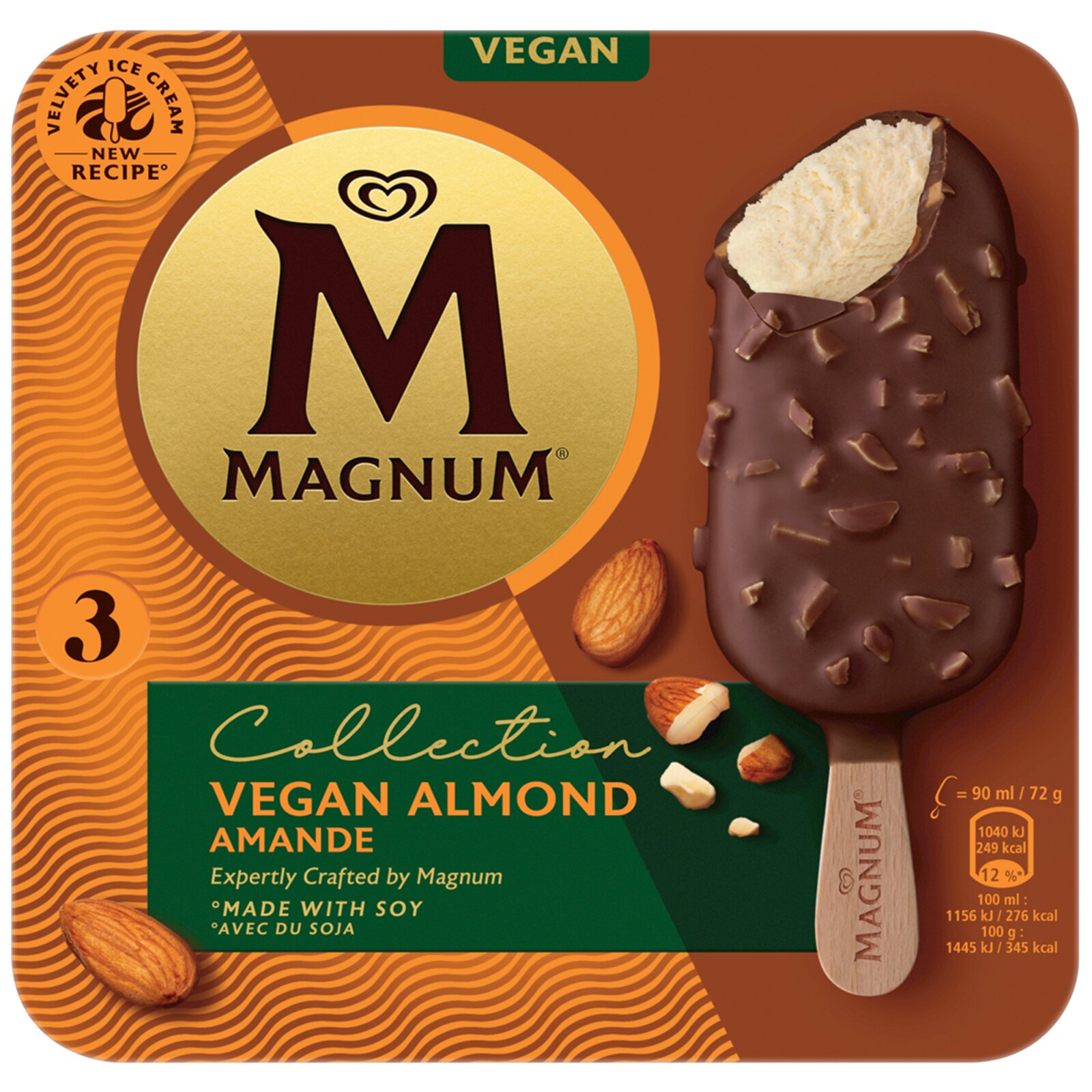 Magnum | Inghetata vegan, de vanilie cu glazura de ciocolata si migdale ...