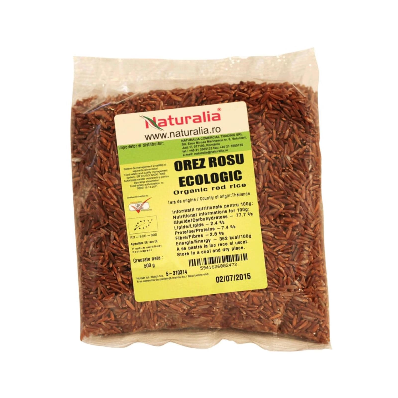 Naturalia | Orez rosu ecologic 500g | Mega-image