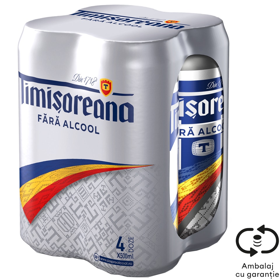 Timisoreana | Bere blonda fara alcool 4x0.5L | Mega-image