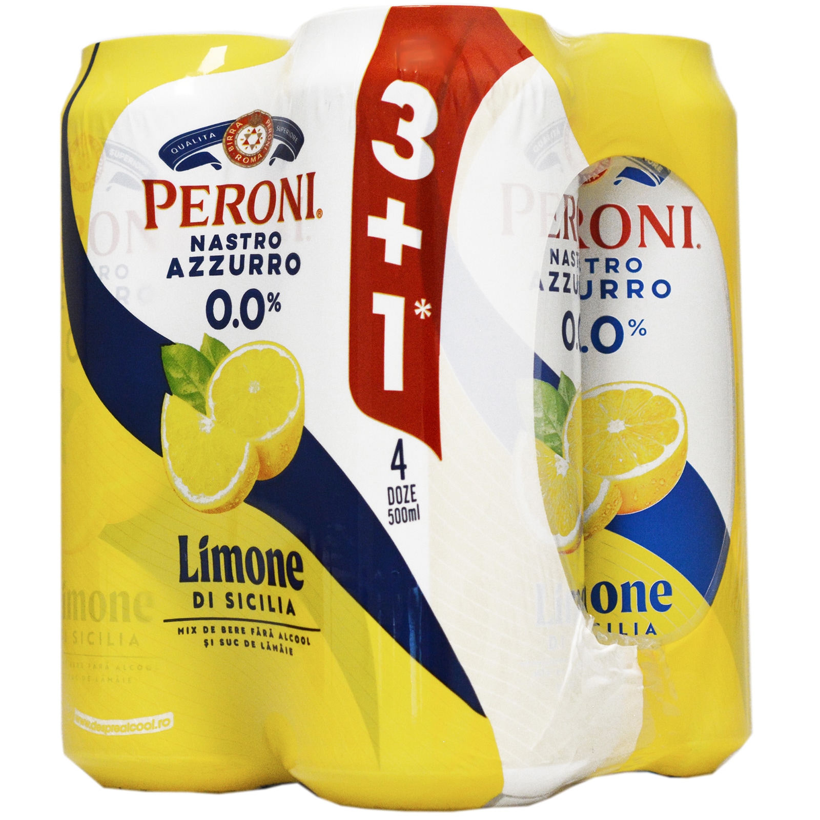Peroni Nastro Azzurro | Bere fara alcool cu suc de lamaie 3+1 x 0.5L ...