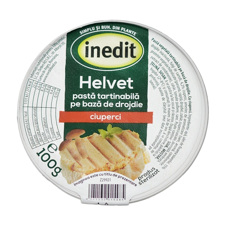 Inedit | Pasta vegetala Helvet cu ciuperci 100g | Mega-image