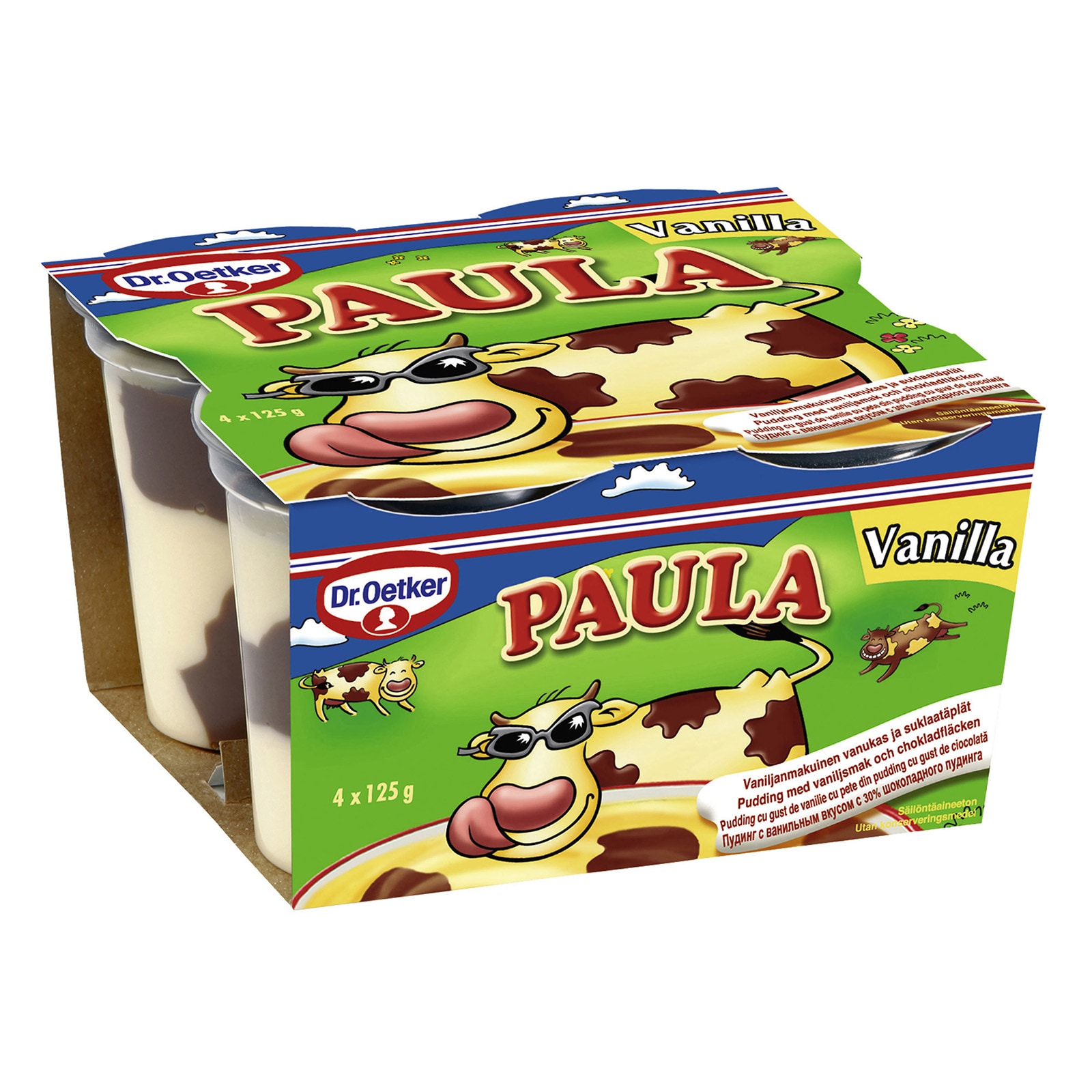 Paula | Budinca cu gust de vanilie si ciocolata 4x125g | Mega-image