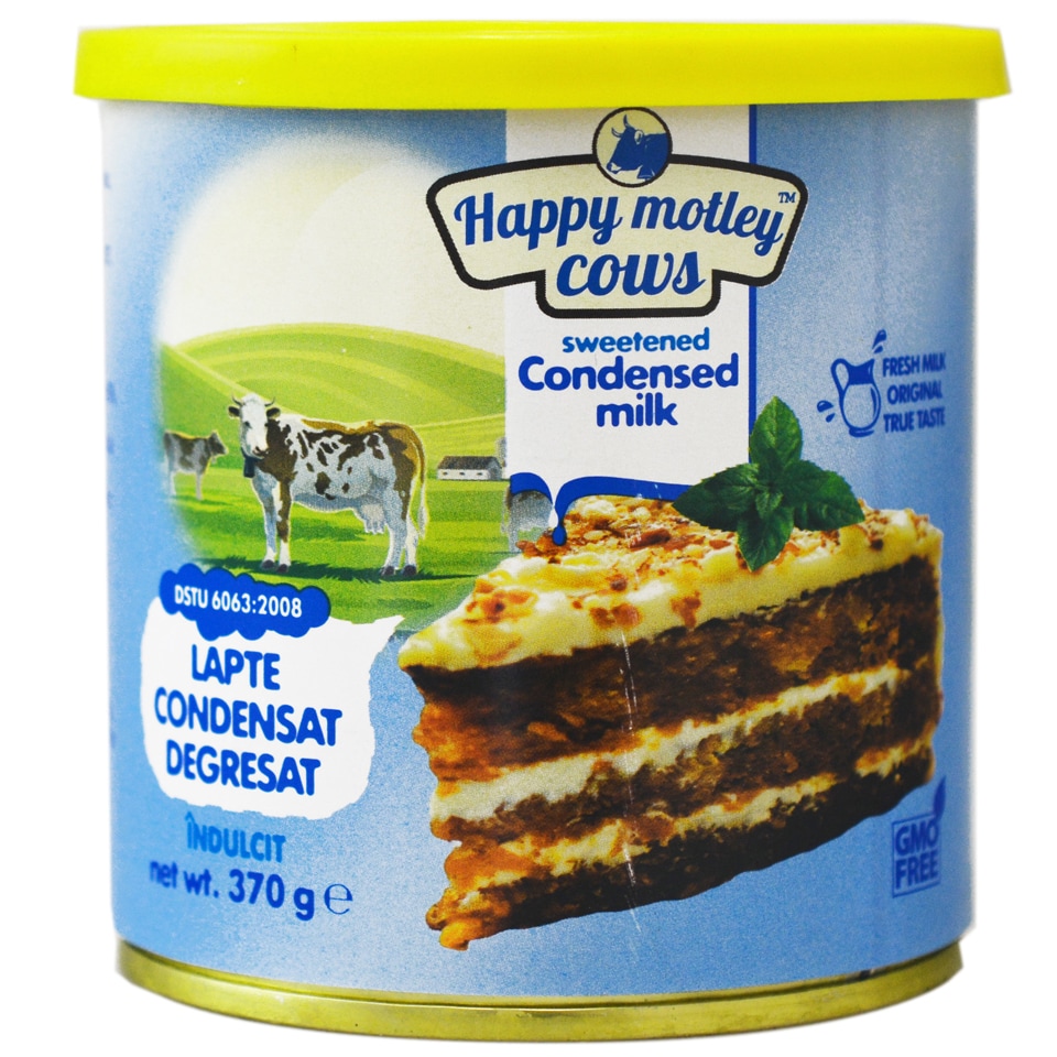 Happy Motley Cows | Lapte condensat degresat indulcit 370g | Mega-image
