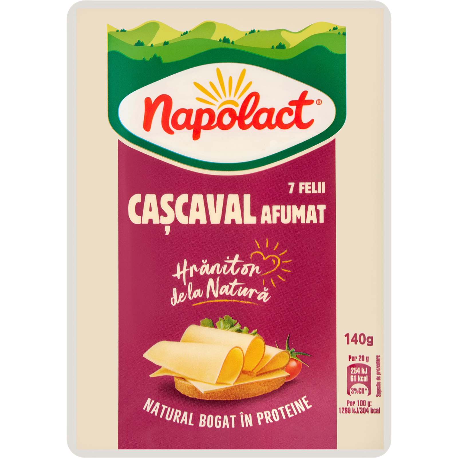 Napolact | Cascaval afumat felii 140g | Mega-image