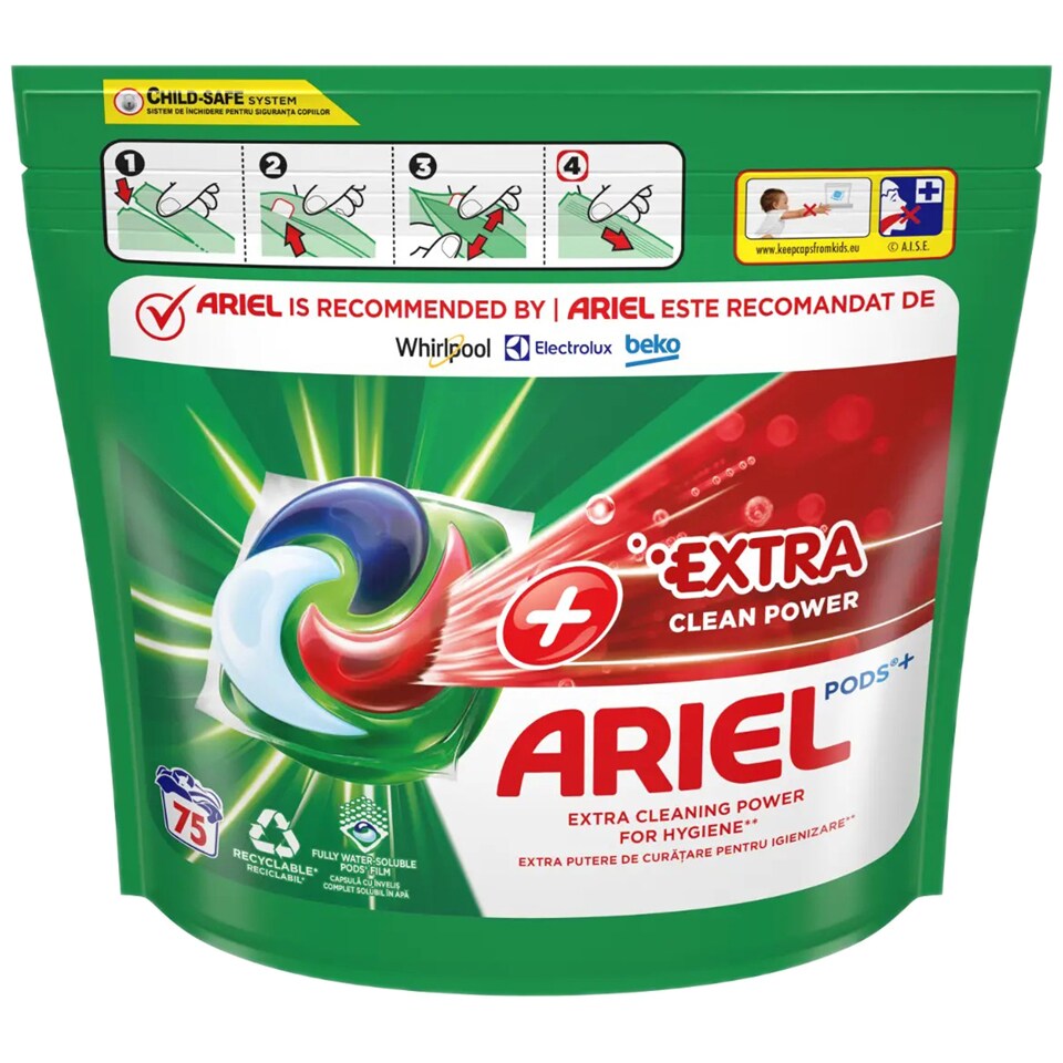 Ariel | Detergent PODS+ Extra Clean Power, 75 capsule | Mega-image