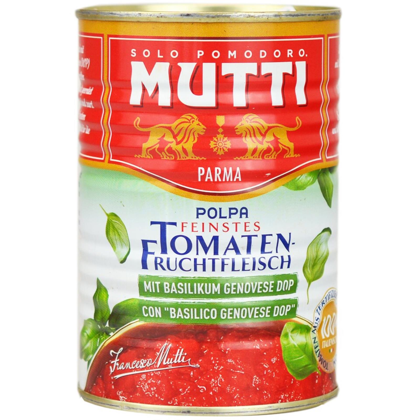 Mutti | Rosii taiate cu busuioc 400g | Mega-image