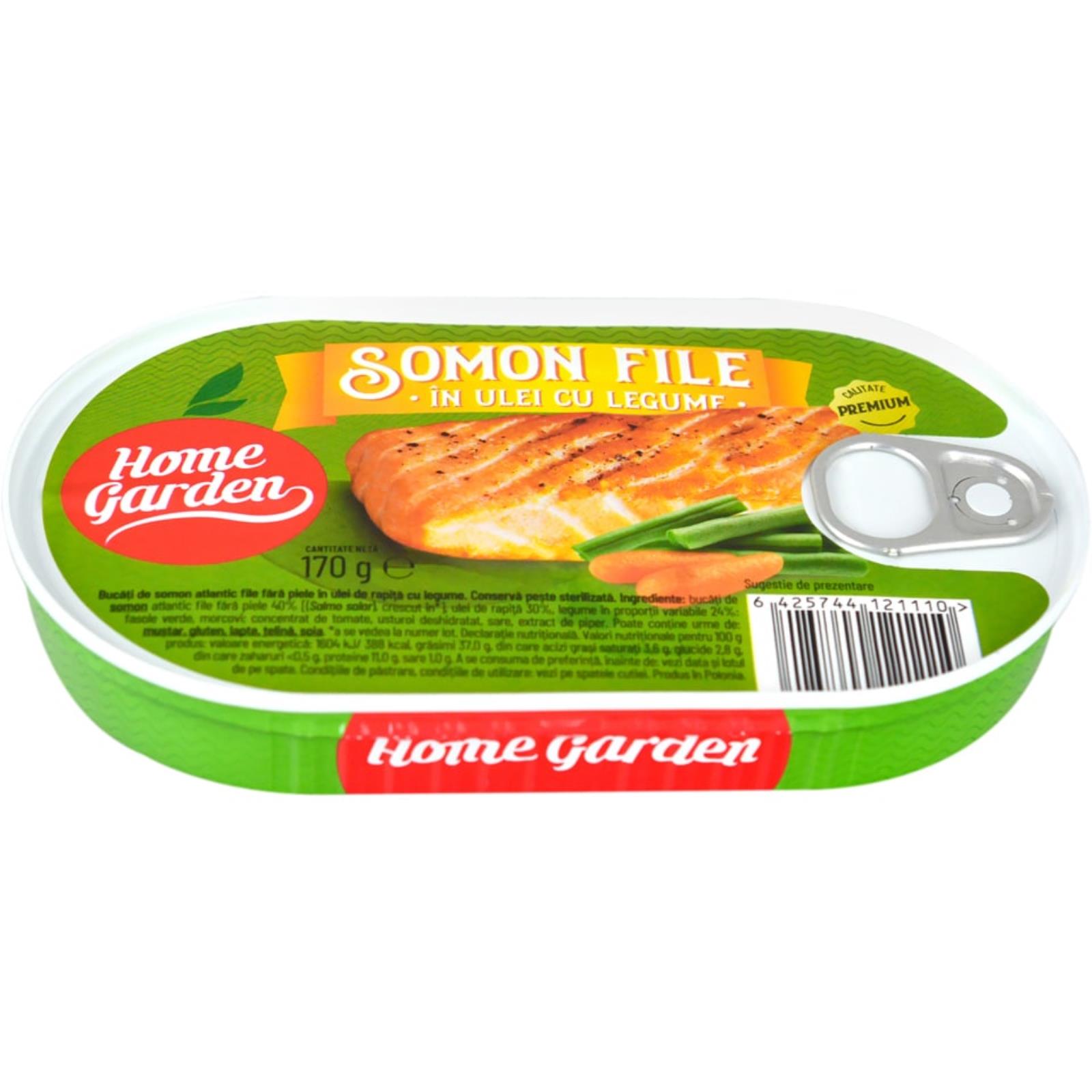 Home Garden | Somon file in ulei cu legume 170g | Mega-image