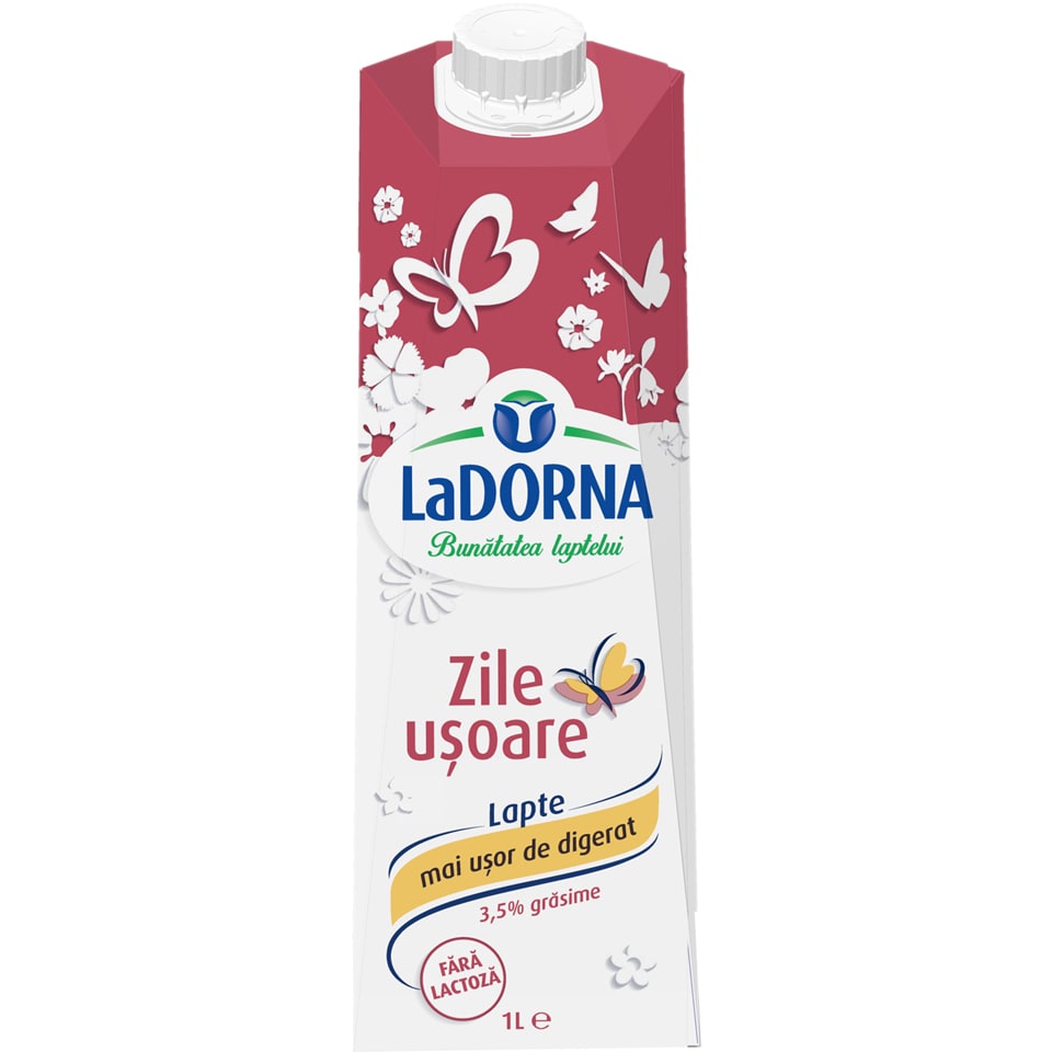 LaDORNA | Zile Usoare | Lapte fara lactoza 3.5% grasime 1L | Mega-image