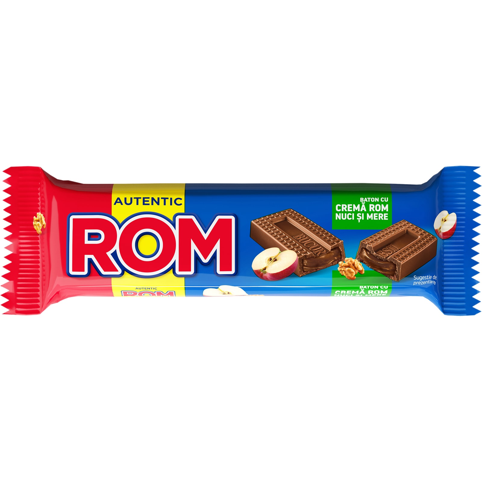 Rom | Baton cu crema rom, nuci si mere 43g | Mega-image