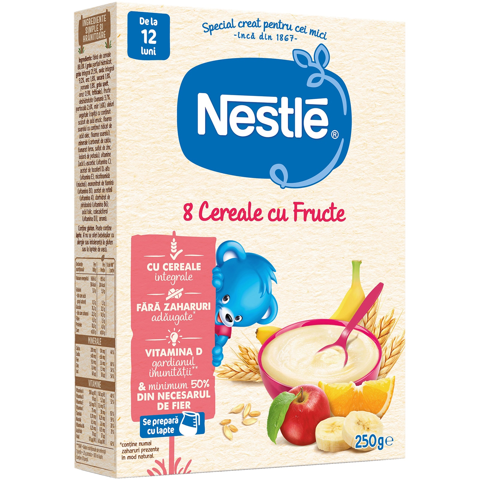 Nestle | 8 cereale cu fructe, pentru copii 12-36 de luni 250g | Mega-image