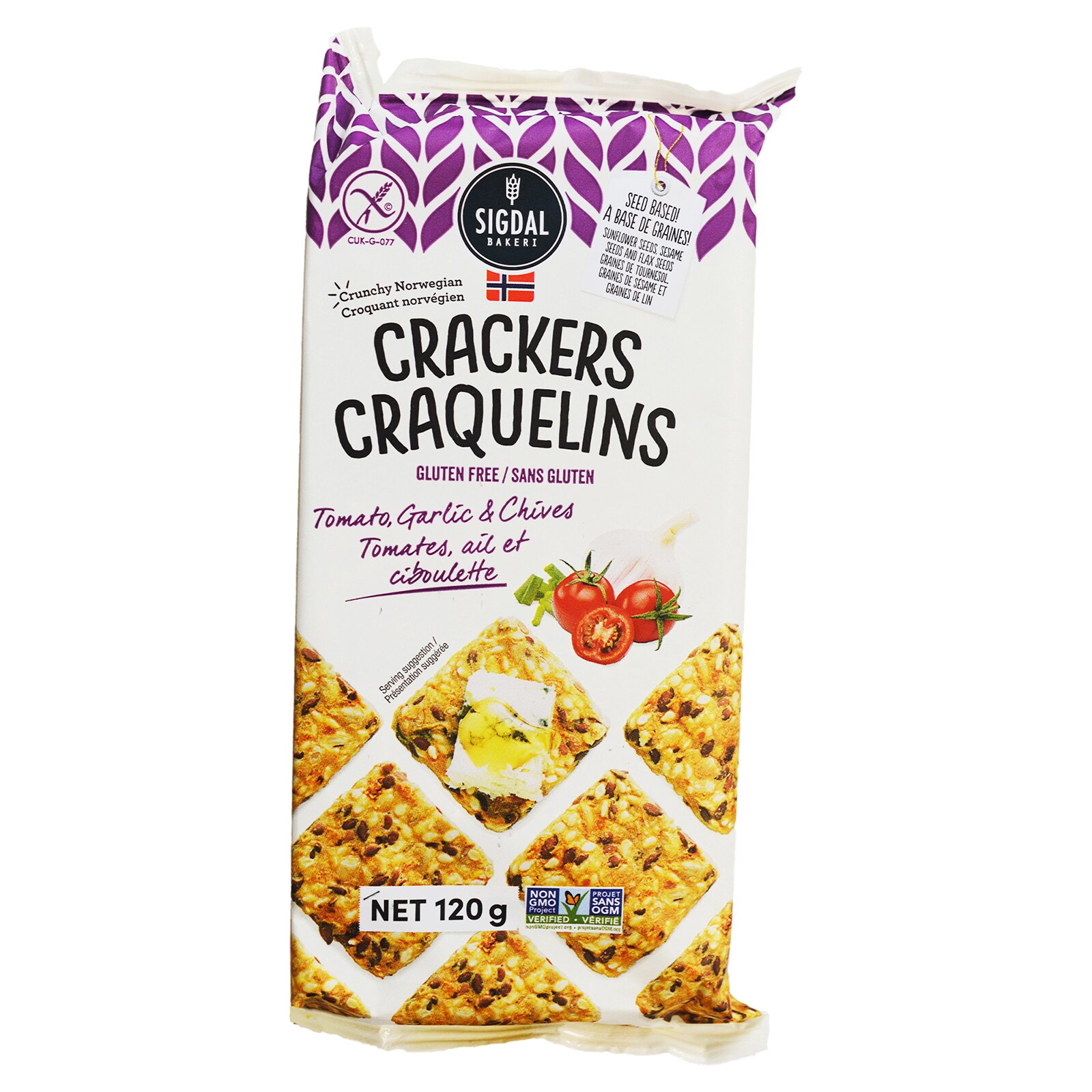 Sigdal Bakeri | Crackers cu rosii, usturoi si chives 120g | Mega-image