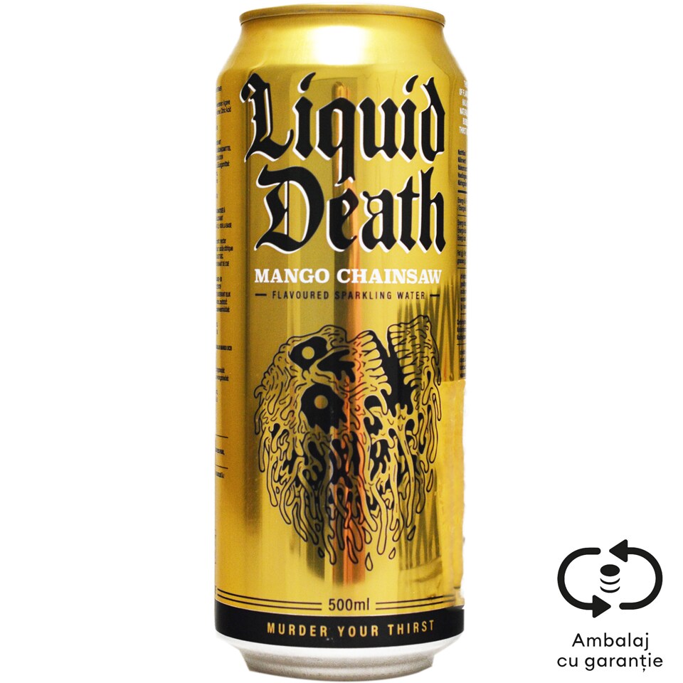 Liquid Death | Apa carbogazoasa cu aroma de mango 500ml | Mega-image