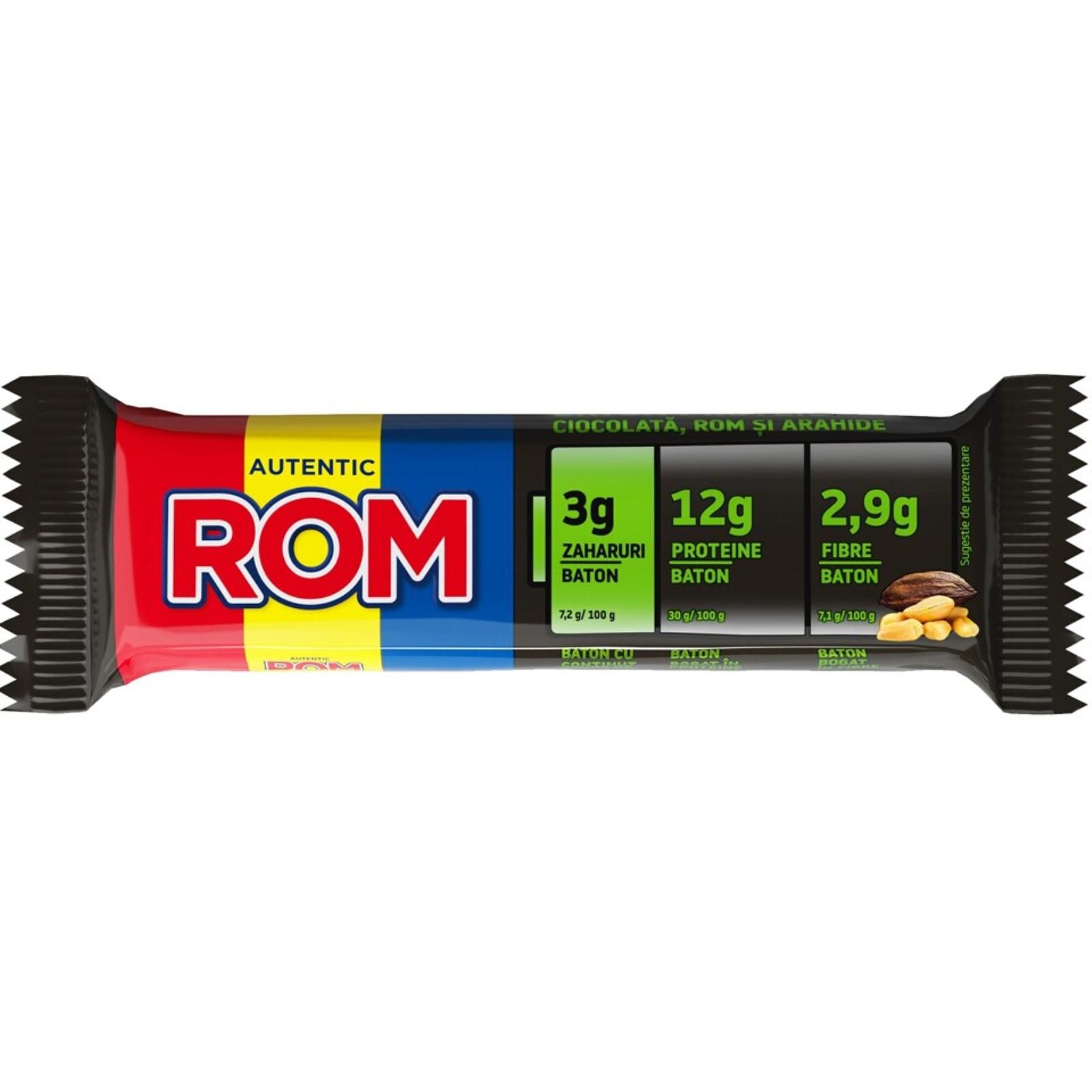 Rom | Baton Proteic ciocolata, rom, arahide 41g | Mega-image