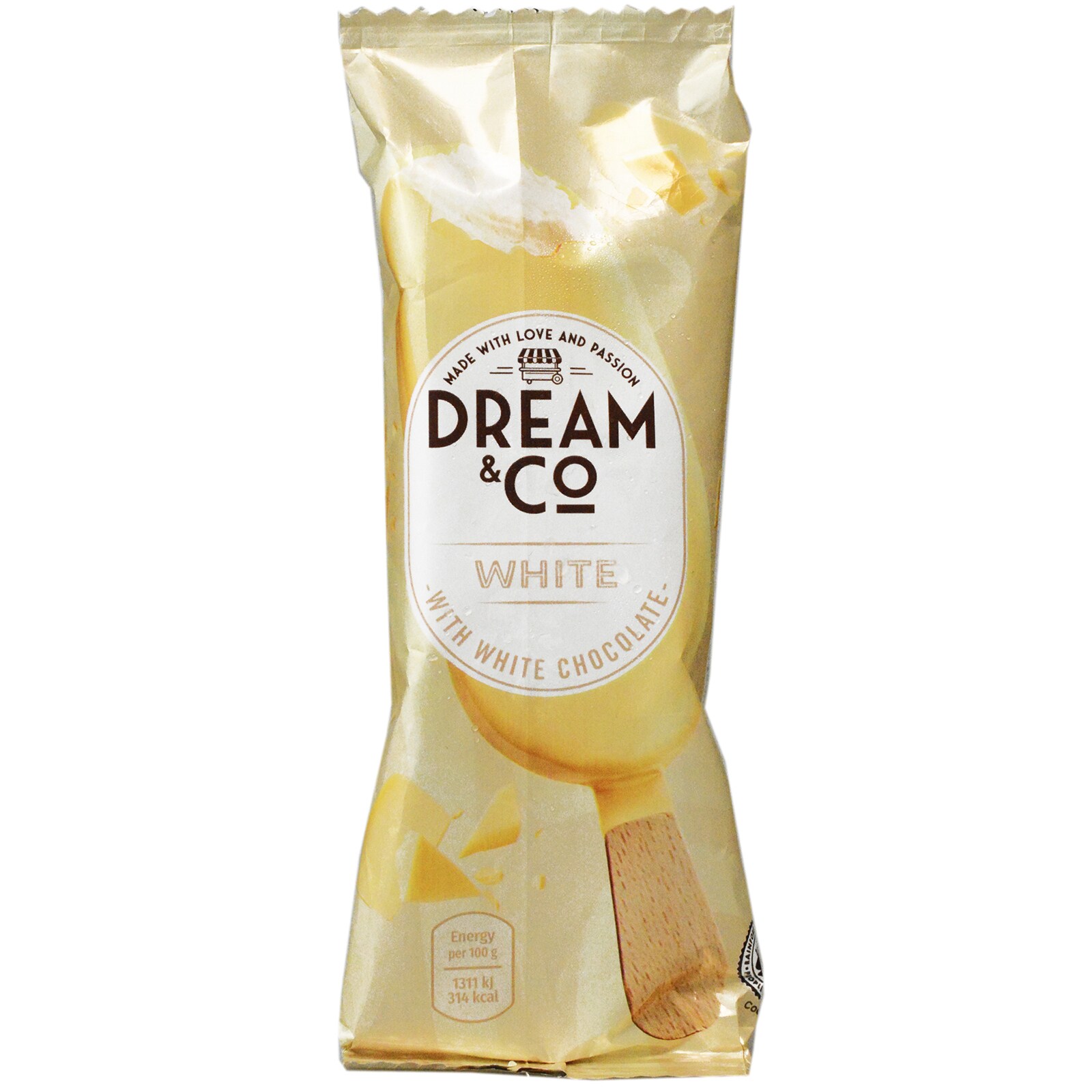 Dream&Co | Inghetata cu vanilie si glazura de ciocolata alba 120ml ...