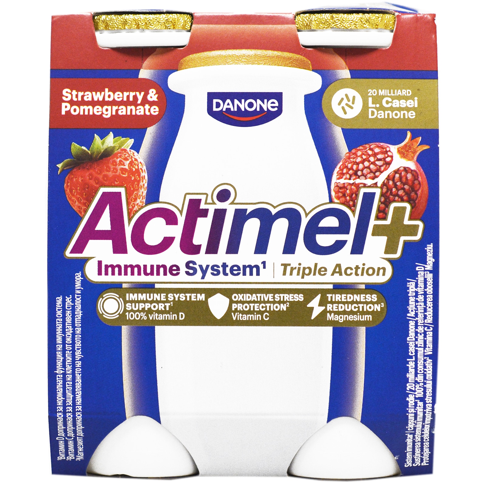 Actimel | Iaurt de baut capsuni si rodie 4x100g | Mega-image