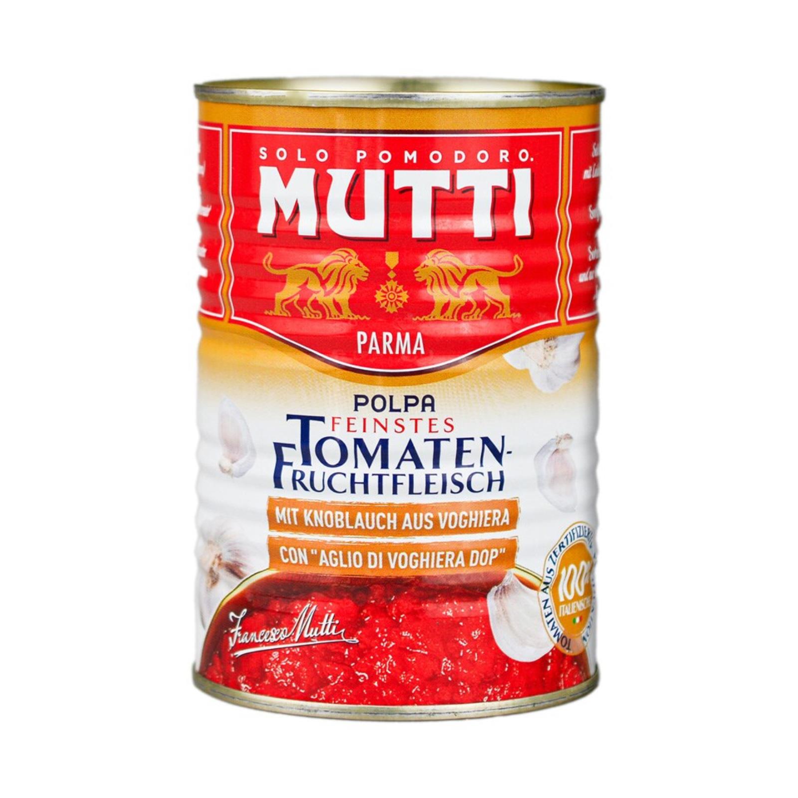 Mutti | Rosii taiate cu usturoi 400g | Mega-image