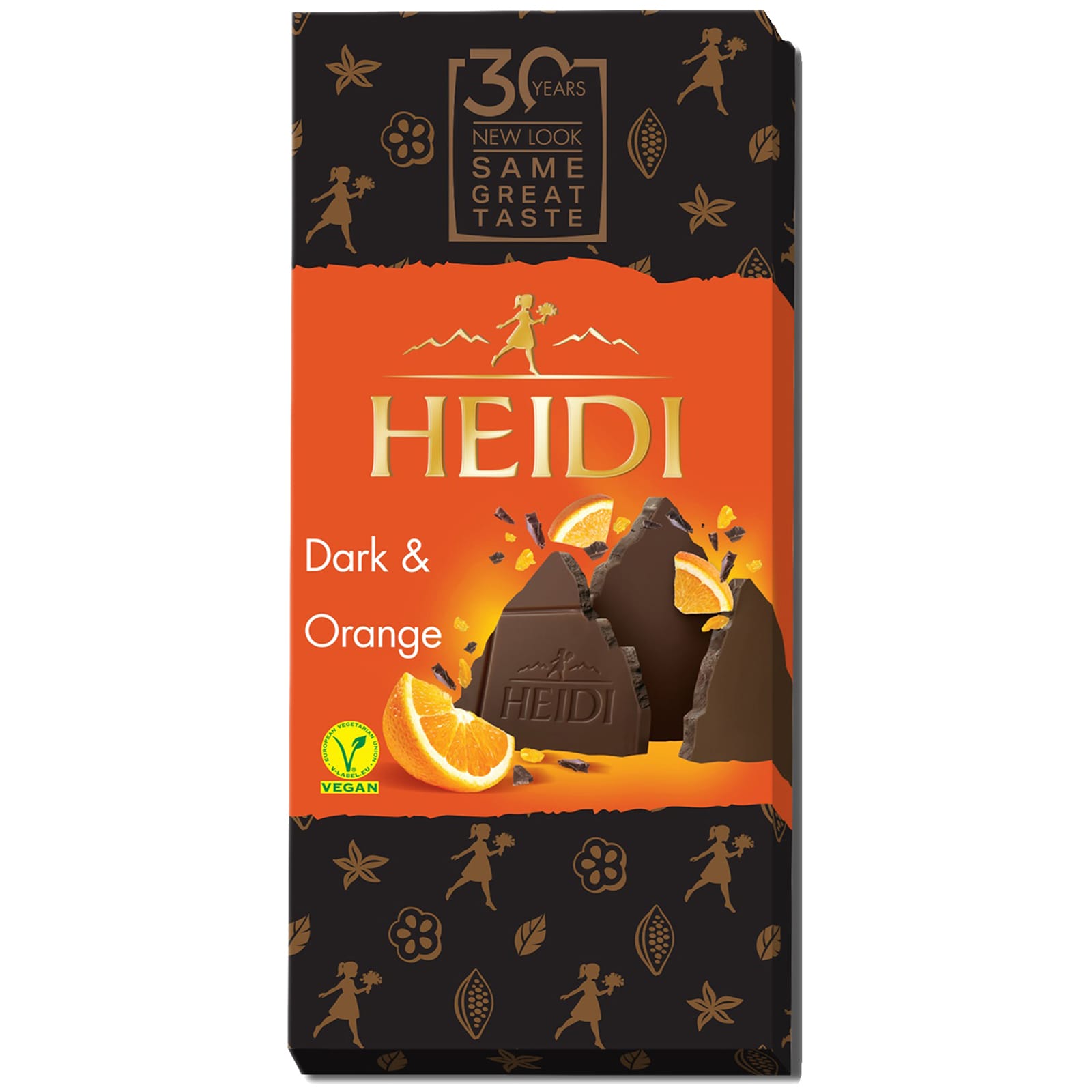Heidi | Dark | Ciocolata amaruie cu portocala 80g | Mega-image
