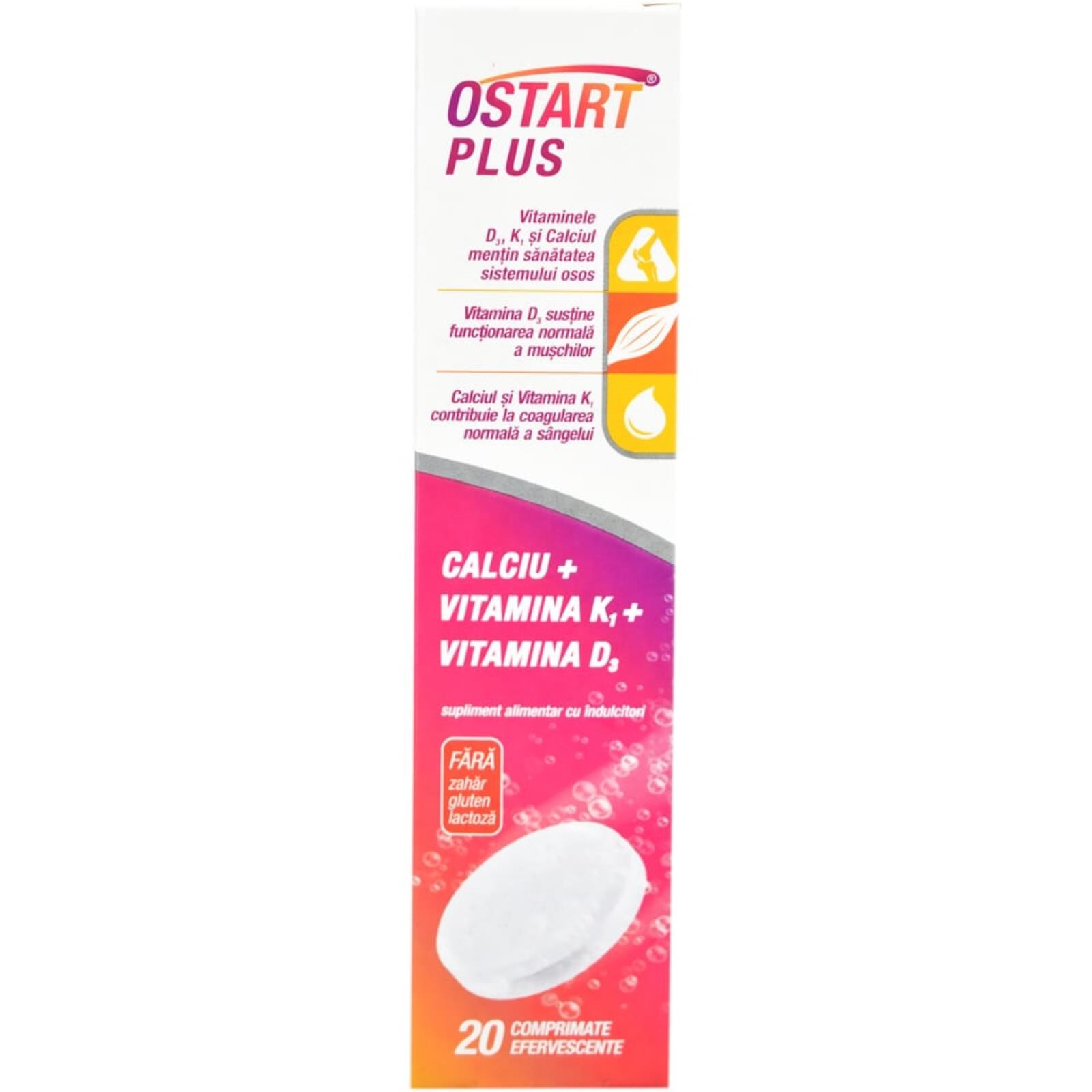 Ostart | Plus | Comprimate efervescente Calciu + Vitamina K1 + Vitamina ...