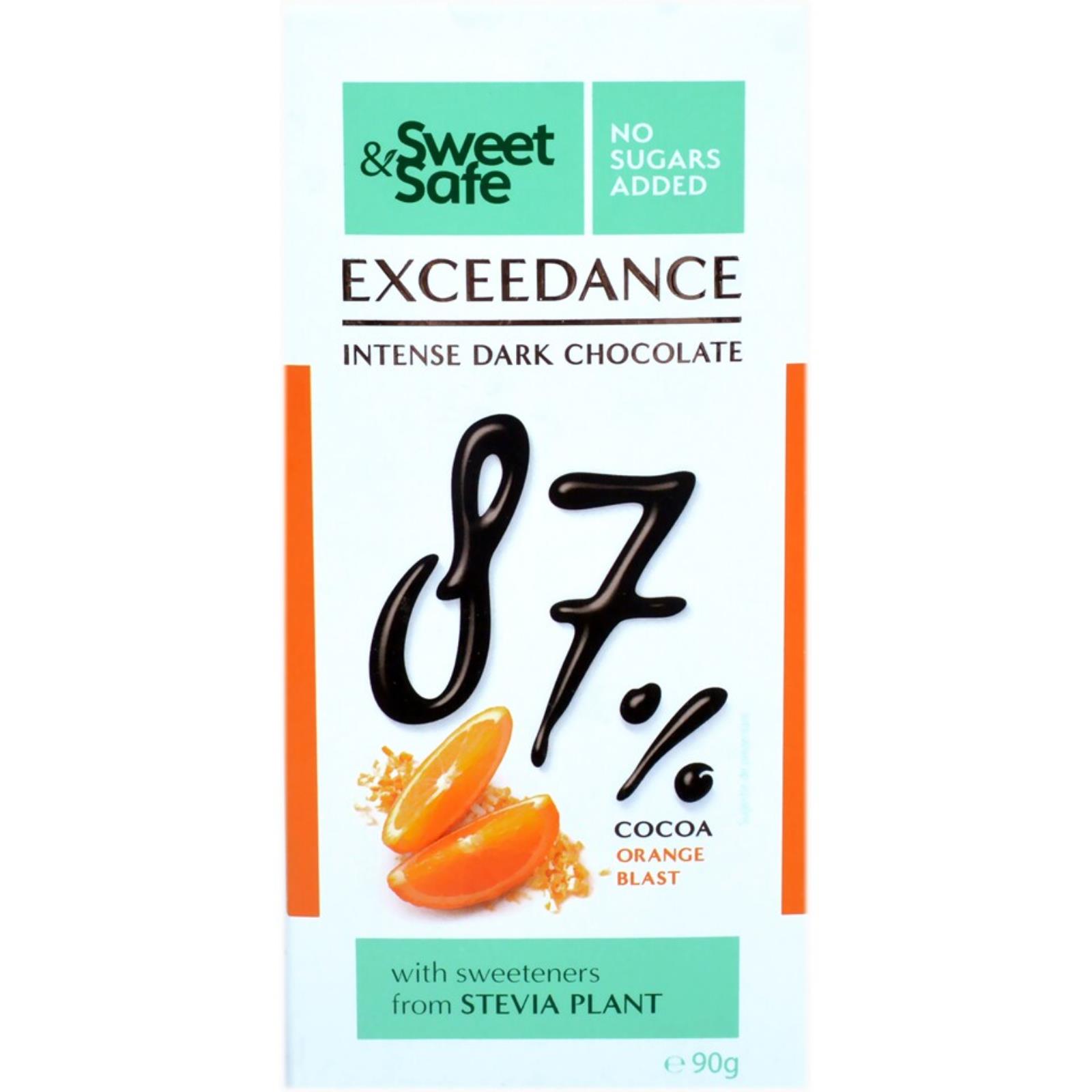 Sweet&Safe | Ciocolata neagra 87% cacao cu portocale si indulcitor ...