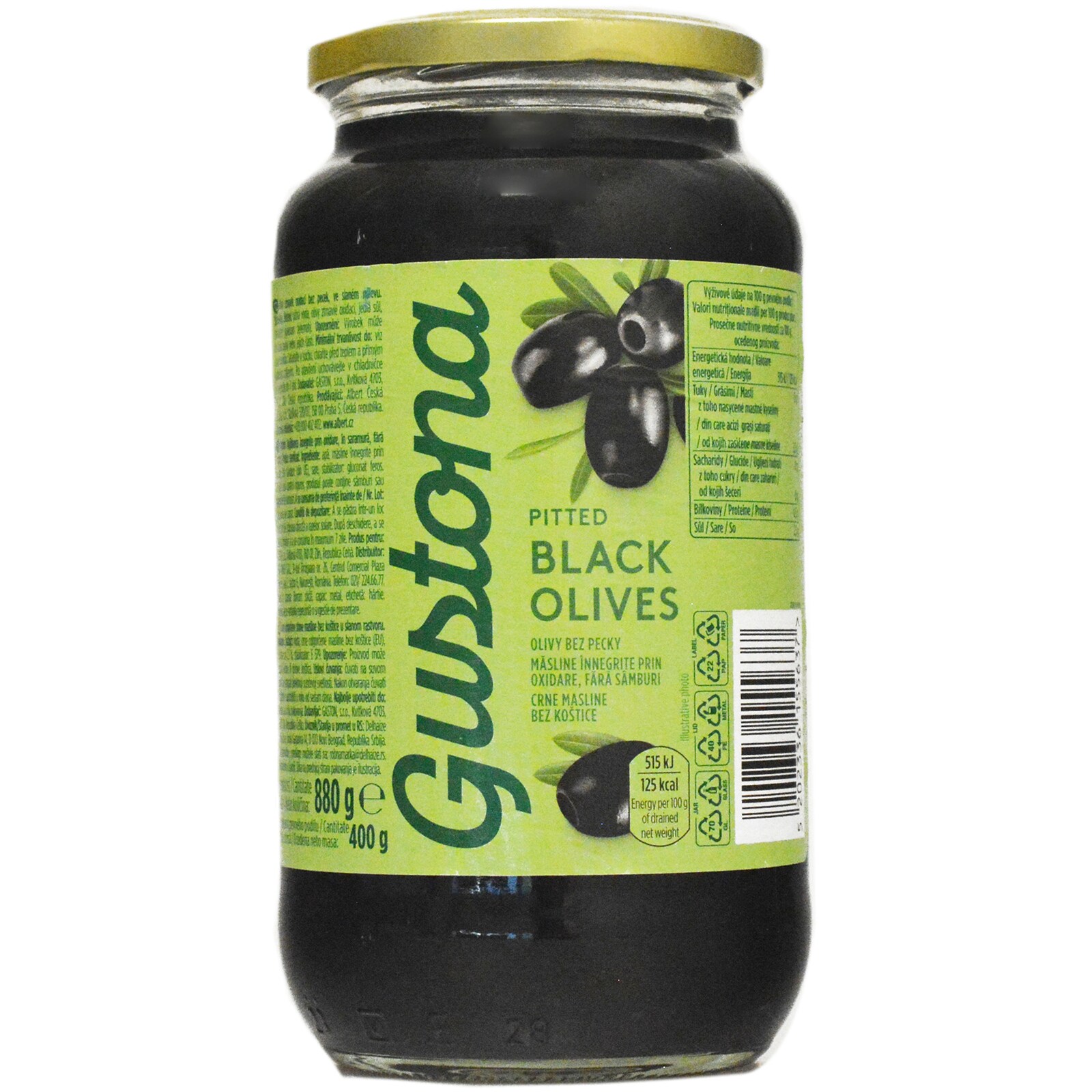 Gustona | Masline negre fara samburi 880g | Mega-image
