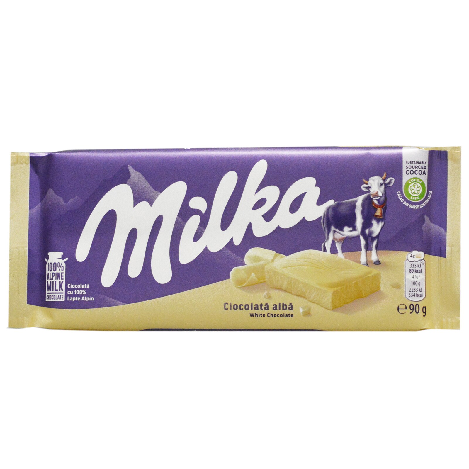 Milka | Ciocolata alba cu lapte 90g | Mega-image