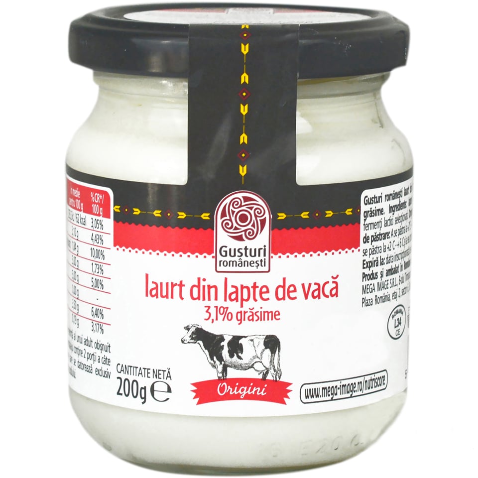 Iaurt din lapte de vaca 3.1% grasime 200g