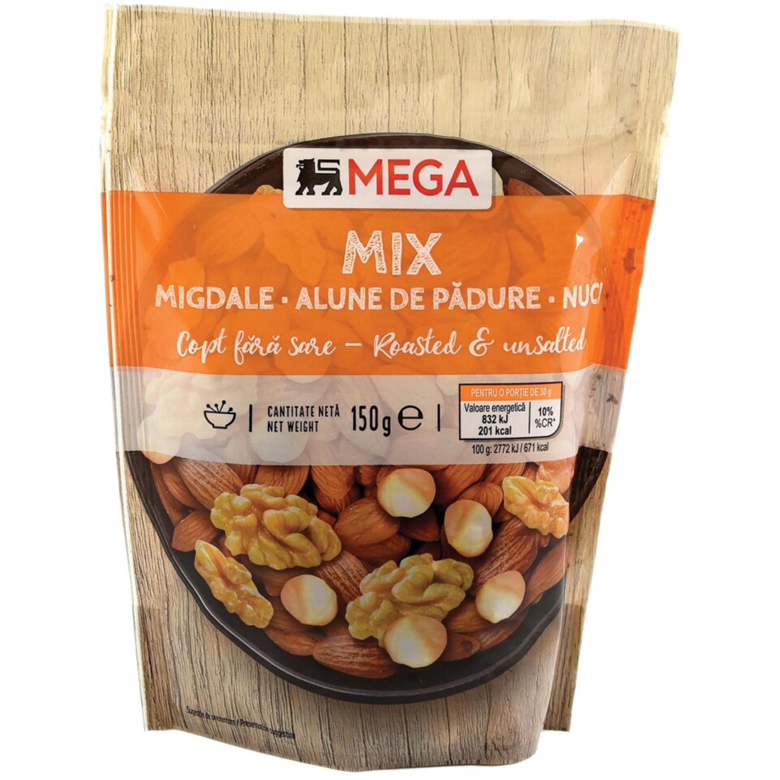 MEGA | Mix migdale, alune de padure, nuci, coapte, fara sare 150g ...