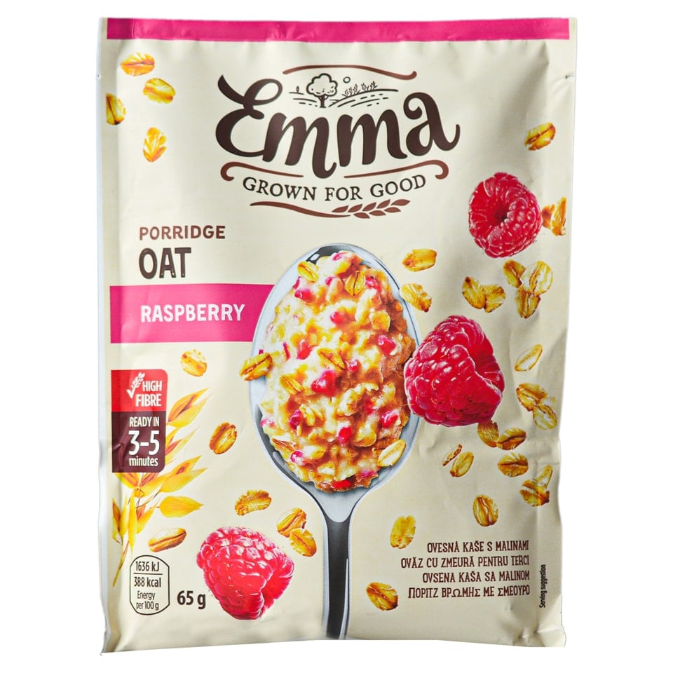 Emma | Ovaz cu zmeura pentru terci 65g | Mega-image